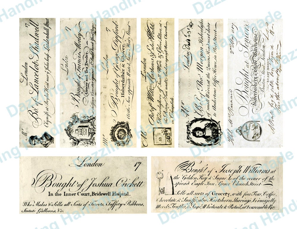 SET 4 Printable Antique Paper Ephemera Clipart Junk Journal Commercial ...