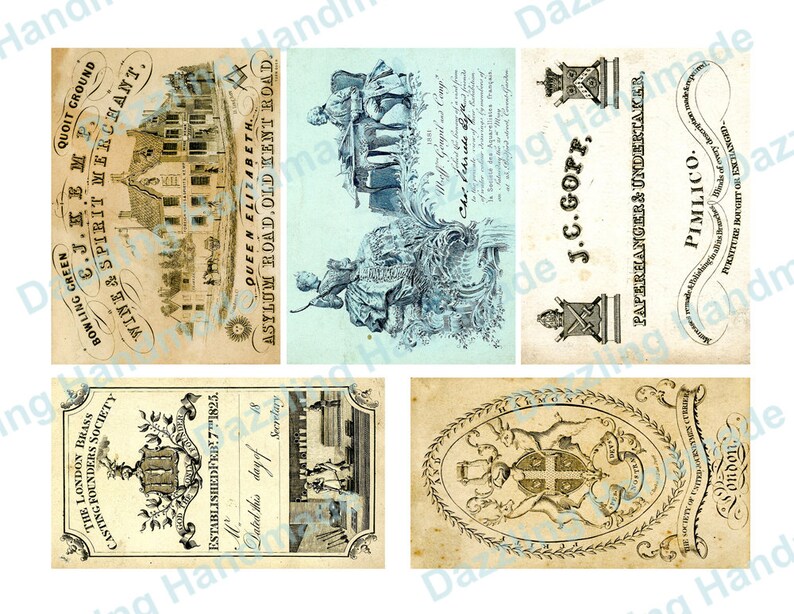 SET 8 Printable Antique Paper Ephemera Clipart Junk Journal - Etsy
