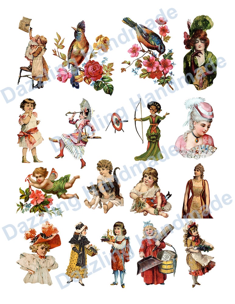 Victorian Ephemera Printable Antique Clipart 63 PNG Elements Junk ...