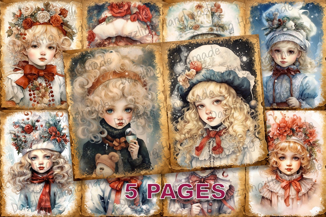 Rococo Little Girl Junk Journal Pages Printable JPG Ephemera Watercolor ...