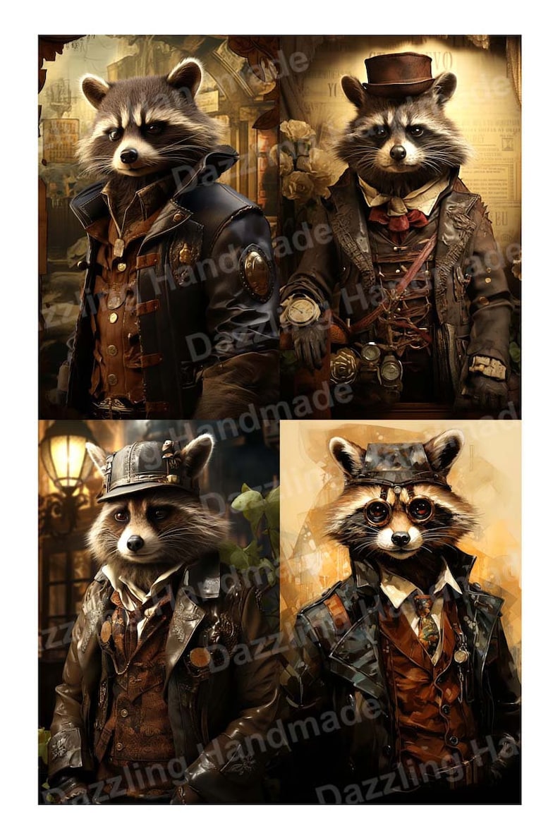 Victorian Raccoon in Clothes Junk Journal Printable Antique Ephemera ...