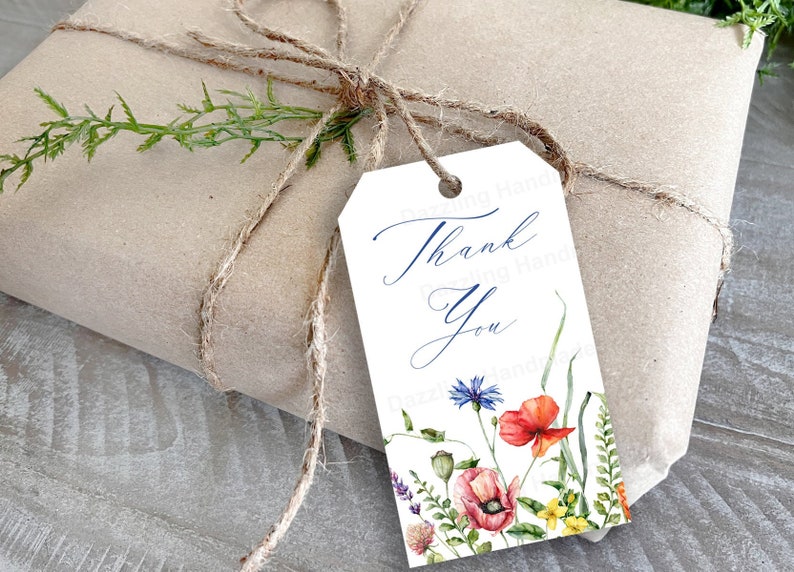 Printable Thank You Tags With Meadow Wildflowers Ephemera - Etsy