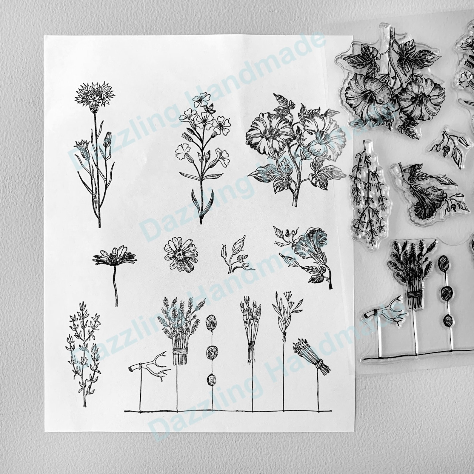 Flowers and Roses Clear Stamp Set Floral by Dazzling Handmade Ss17 - Etsy