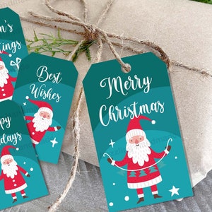 Printable Christmas Gift Tags SANTA Merry Christmas, Season's Greetings ...