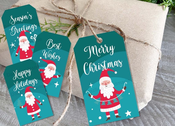Printable Christmas Gift Tags SANTA Merry Christmas - Etsy