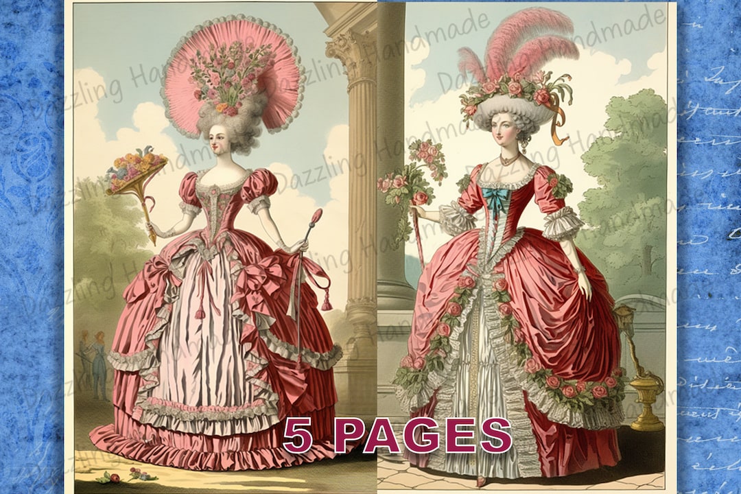 French Court Fashion Junk Journal Printable Ephemera Watercolor ...