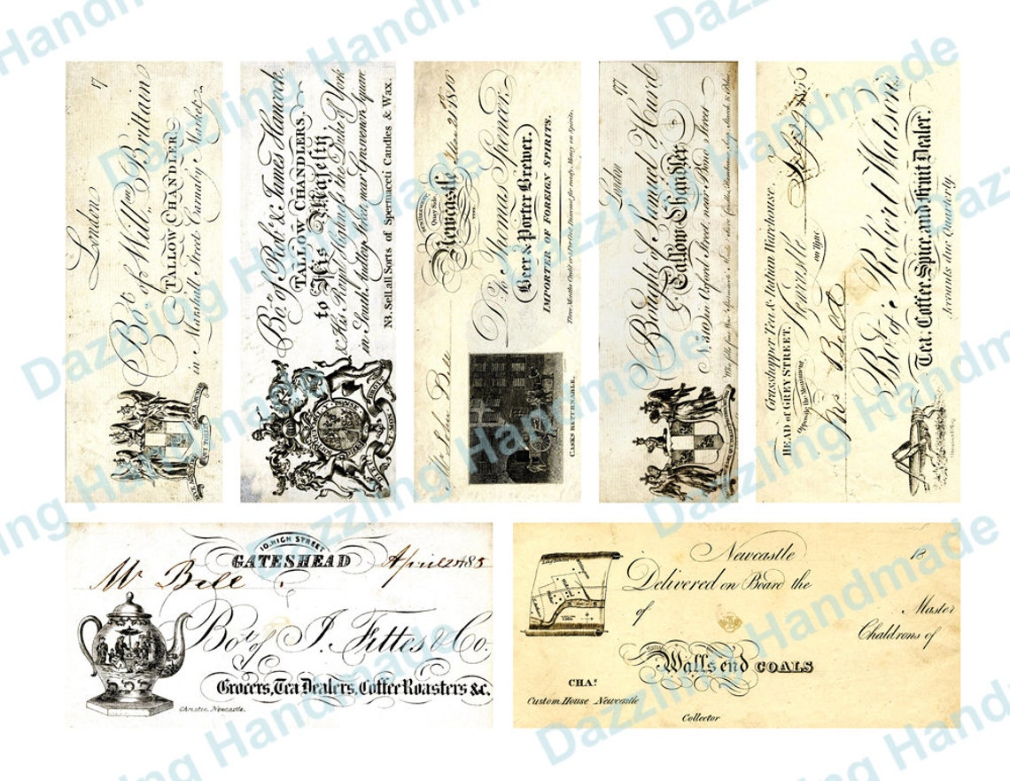 SET 4 Printable Antique Paper Ephemera Clipart Junk Journal Commercial ...