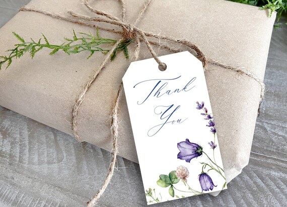 Printable Thank You Tags With Blue Bell and Clover Flowers - Etsy