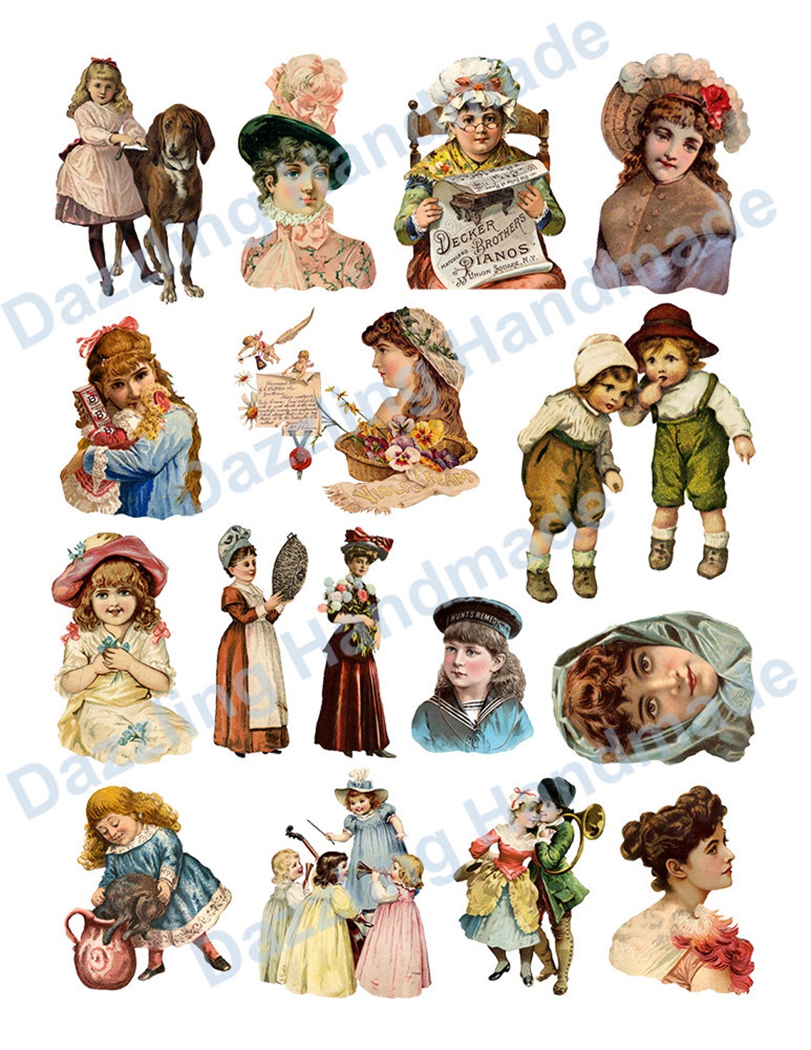 Victorian Ephemera Printable Antique Clipart 63 PNG Elements Junk ...