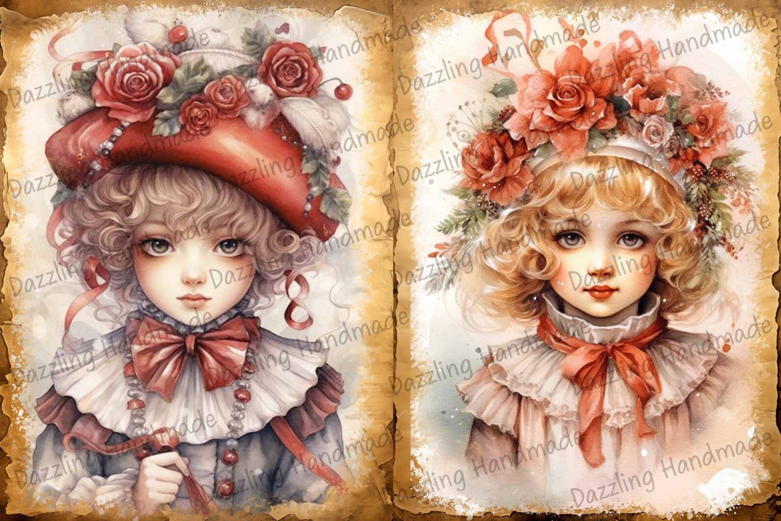 Rococo Little Girl Junk Journal Pages Printable JPG Ephemera - Etsy