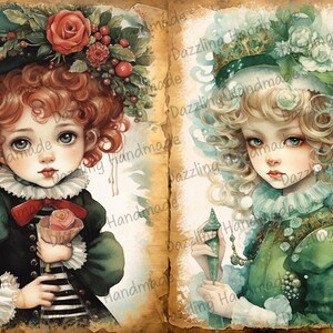 Rococo Little Girl Junk Journal Pages Printable JPG Ephemera Watercolor ...
