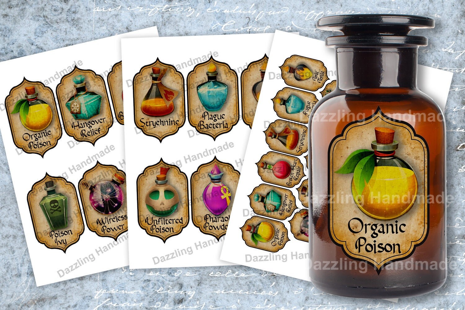 Halloween Potion Bottle Labels Printable Digital Download Vintage ...