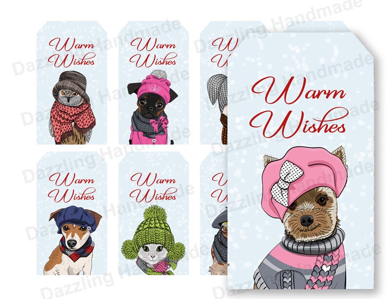 Printable Christmas Gift Tags - Warm Wishes - Junk Journal Commercial ...