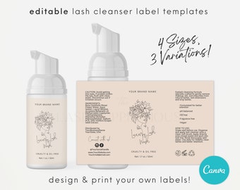 30ml 50ml & 60ml DIY Editable Lash Cleanser Label Templates | Etsy