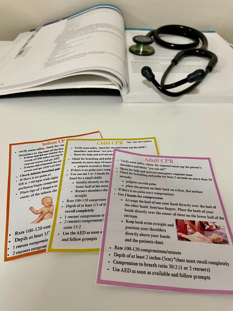 Infant, Child and Adult CPR Reference Cards - Etsy