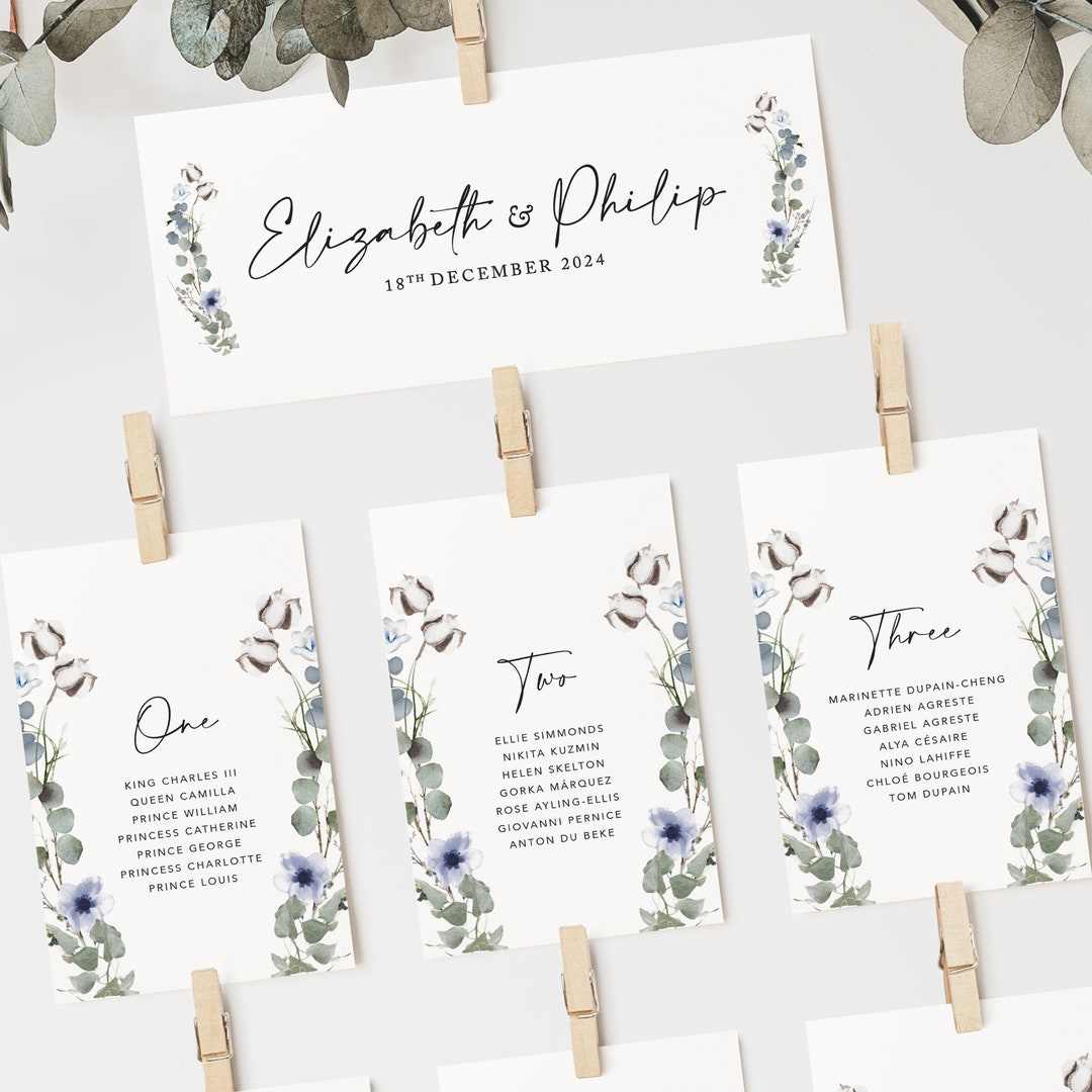 Wedding Seating Plan Cards, Wedding Table Plan Cards, Seating Chart ...
