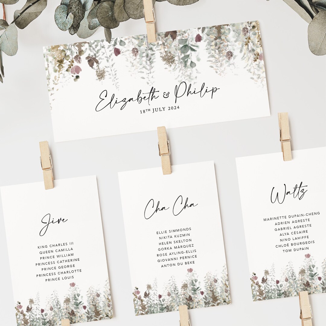 Personalised Seating Plan Cards, Wedding Table Plan Cards, Seating ...