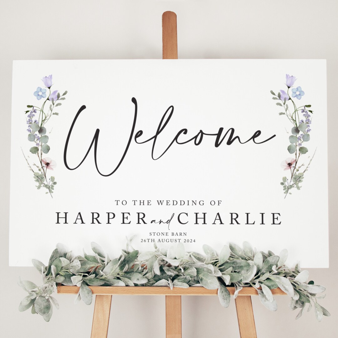 Modern Wedding Welcome Sign, Wedding Welcome Board, Eucalyptus Weddng ...