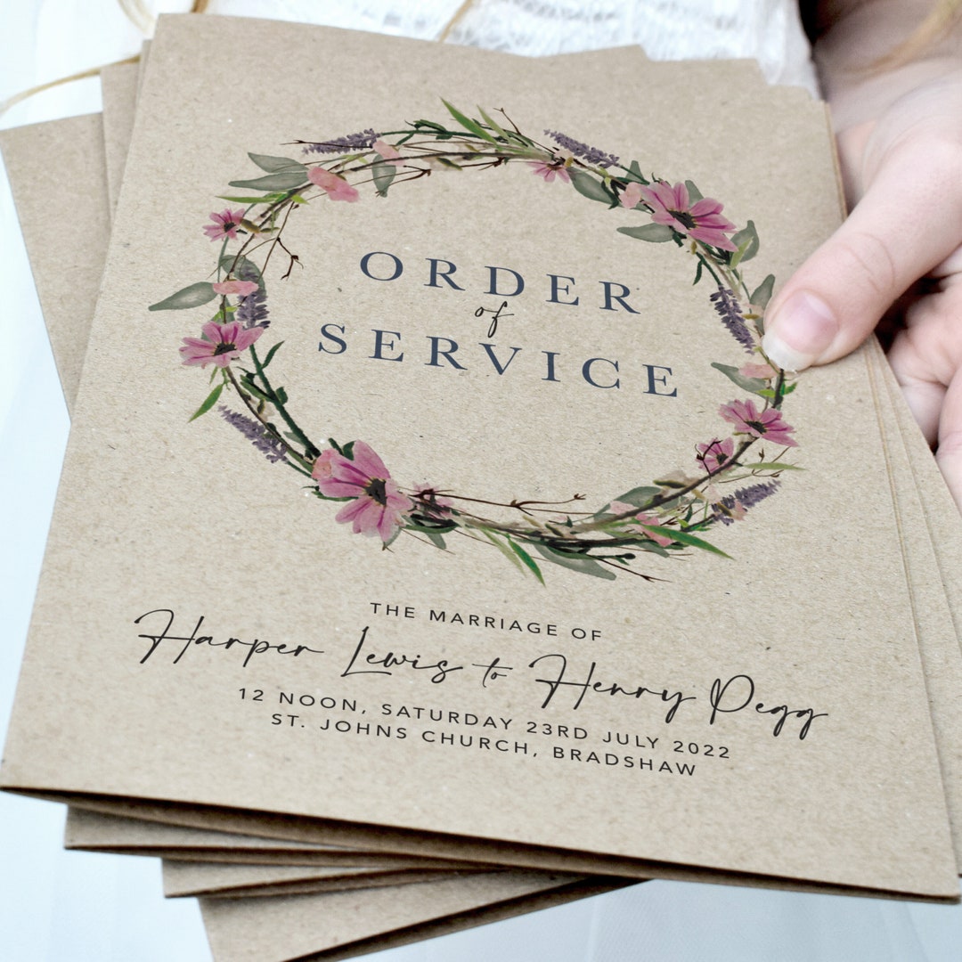 4 PG Rustic Wedding Order of Service, Folded Wedding Booklet, Wedding ...