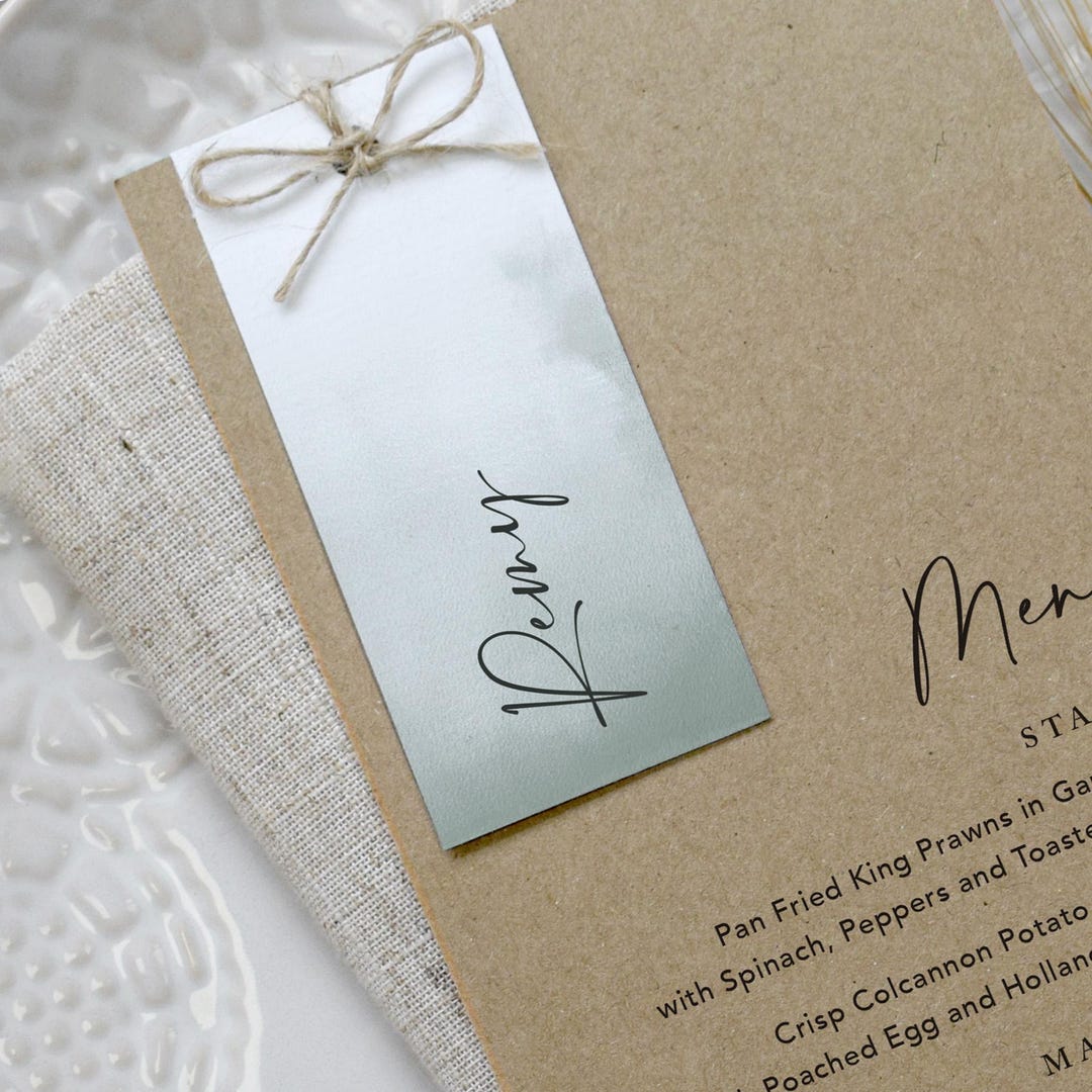 Wedding Menu & Guest Name Tag, Dinner Menu Cards, Wedding Place Card ...