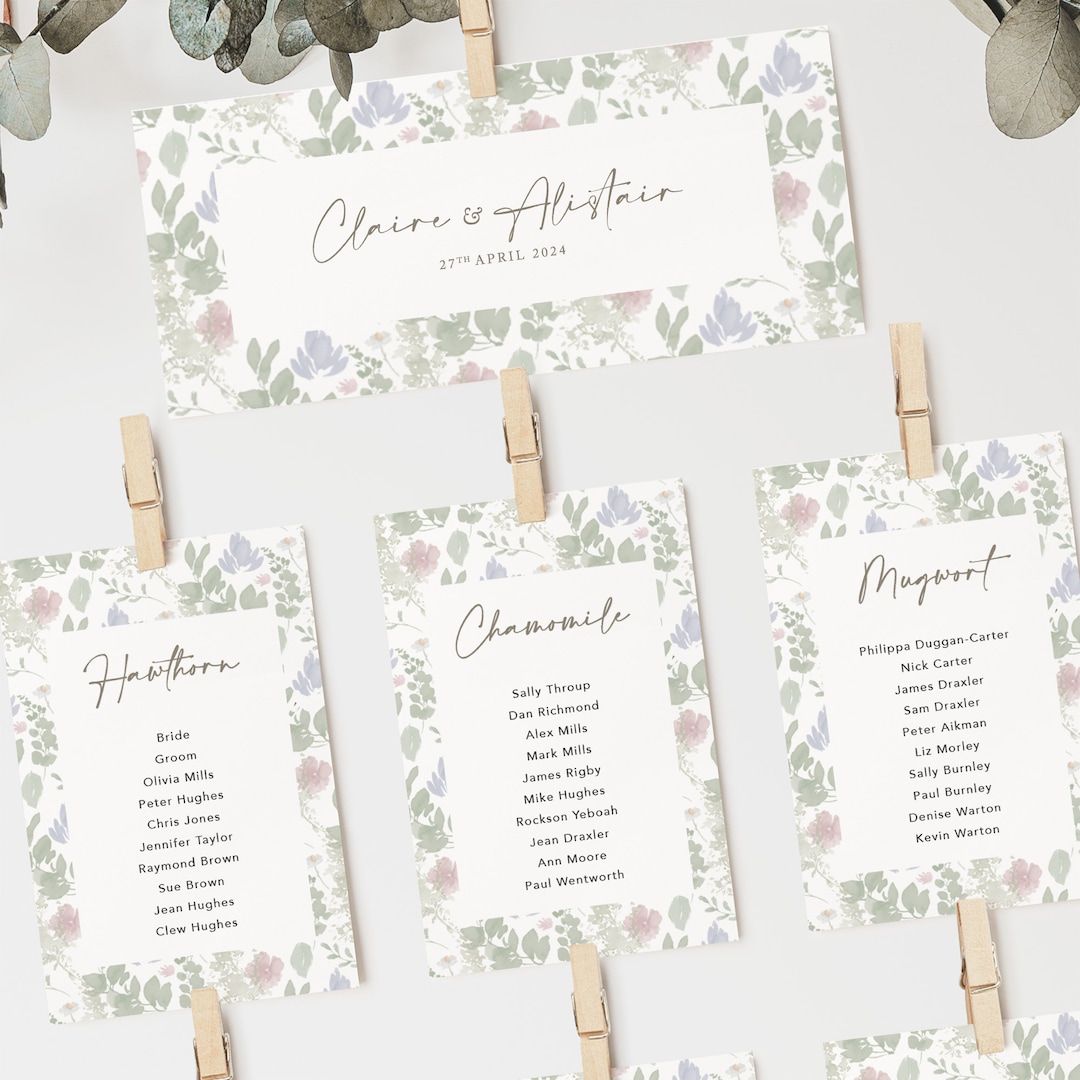 Wedding Seating Plan Cards, Wedding Table Plan Cards, Seating Chart ...