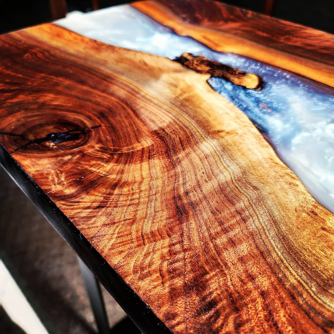 Walnut and Epoxy Resin Waterfall Table. - Etsy