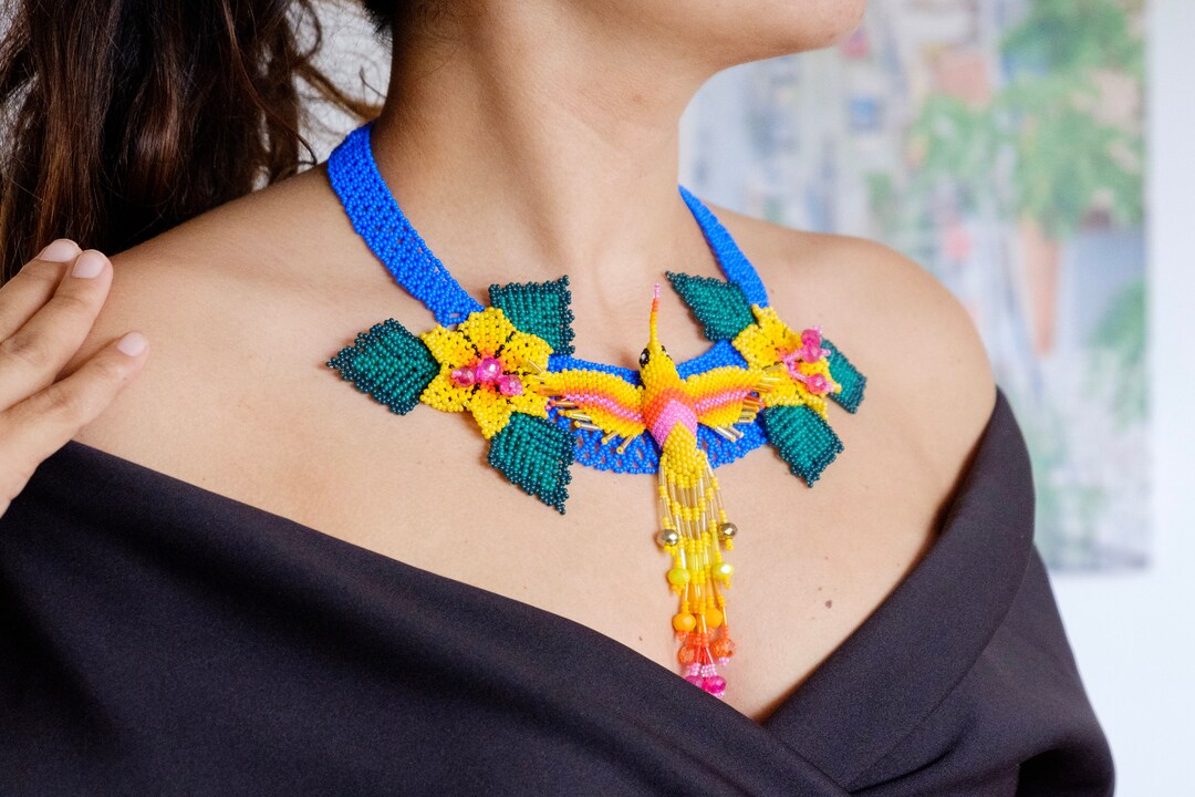 Colibri Huichol Beaded Necklace - Etsy