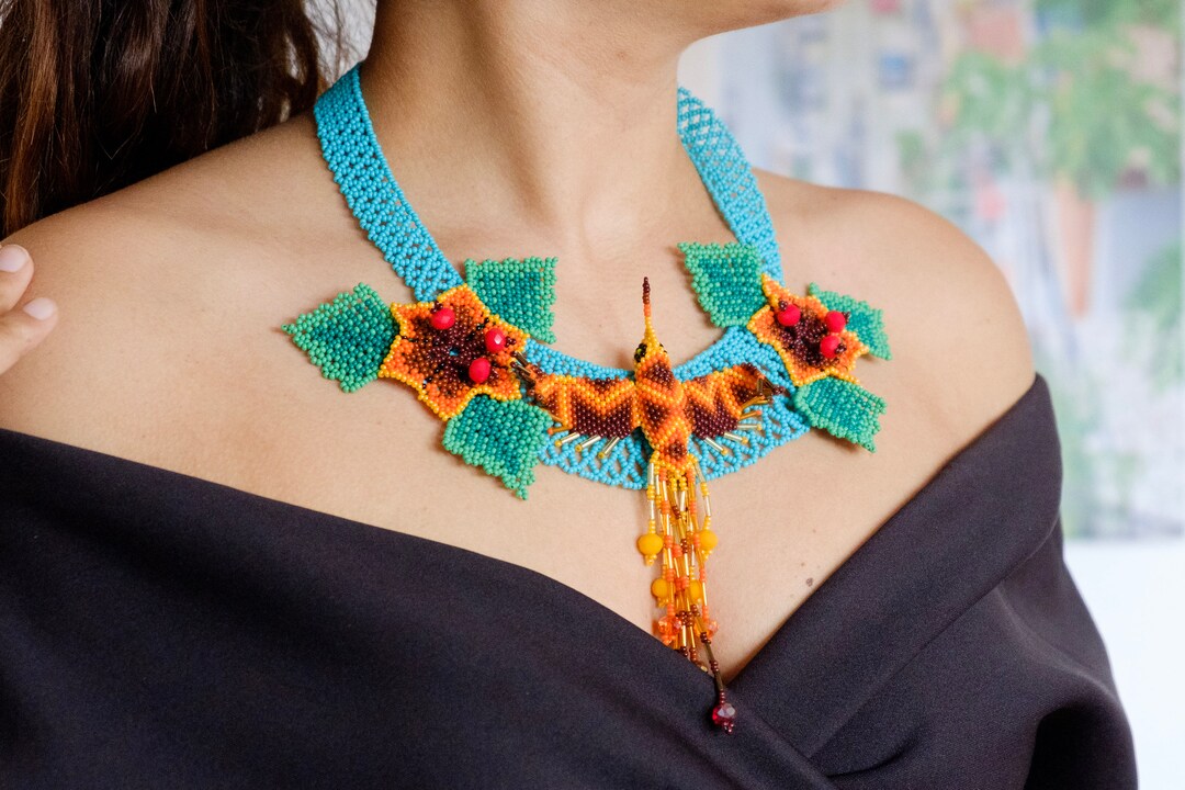 Colibri Huichol Beaded Necklace - Etsy