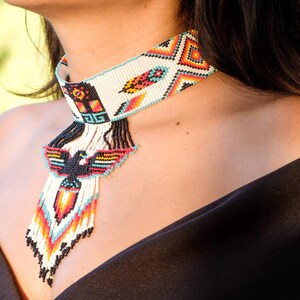 Handmade Beaded Choker Necklace - Traditional Mexican Huichol Style ...