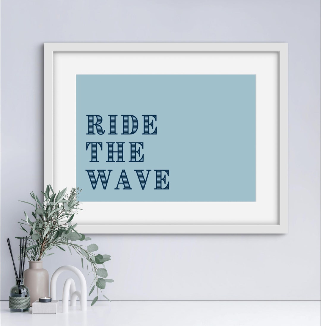 Ride the Wave Graphic Poster Print Digital Download - Blue - Etsy