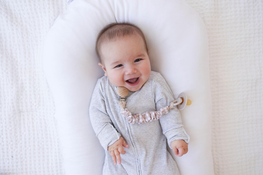 Neutral Baby Gift – Fabric Pacifier Holder for Boys & Girls – Handmade ...