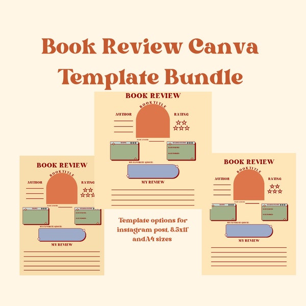 Book Review Canva Template - Etsy