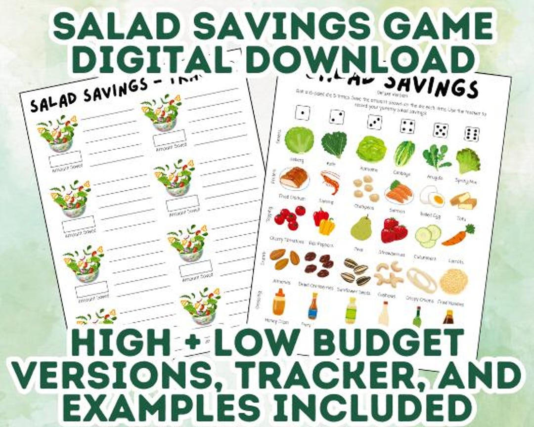 Salad Savings Game - Digital Download | High + Low Versions - Etsy