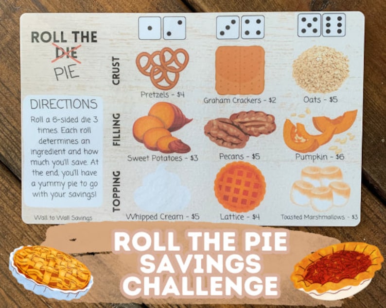 Roll the Pie Savings Challenge Game - Etsy