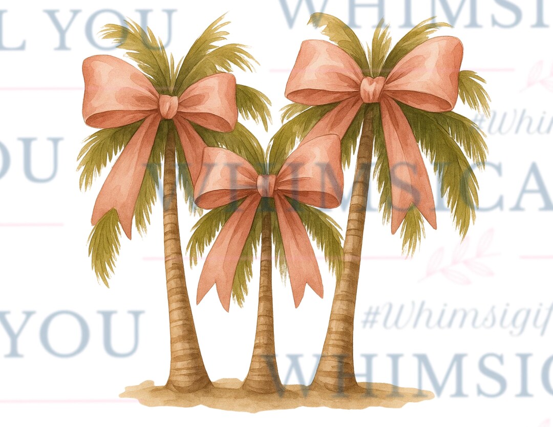 Tropical Bow, Palm Tree PNG, Colorful Summer, Beach Clipart, Cute ...