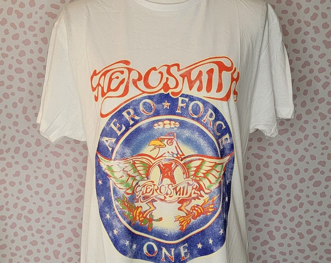 Aerosmith Aero Force One Super Soft Band Tee, White Concert Tee Men's ...