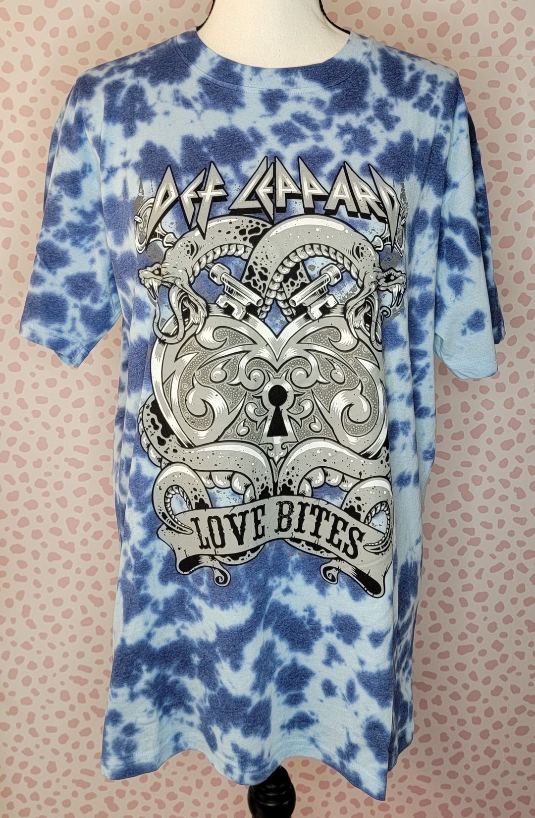 Def Leppard Love Bites Blue Tie Dye Tee, Super Soft Quality Band Tee ...