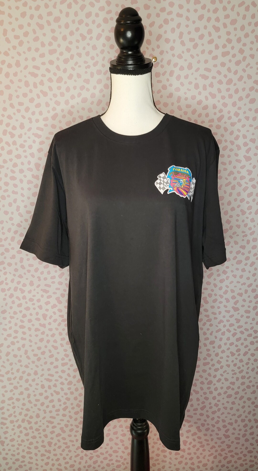 Vintage Yamaha Motorcycle Racing Iron on T-shirt, 1975, Black Canvas ...