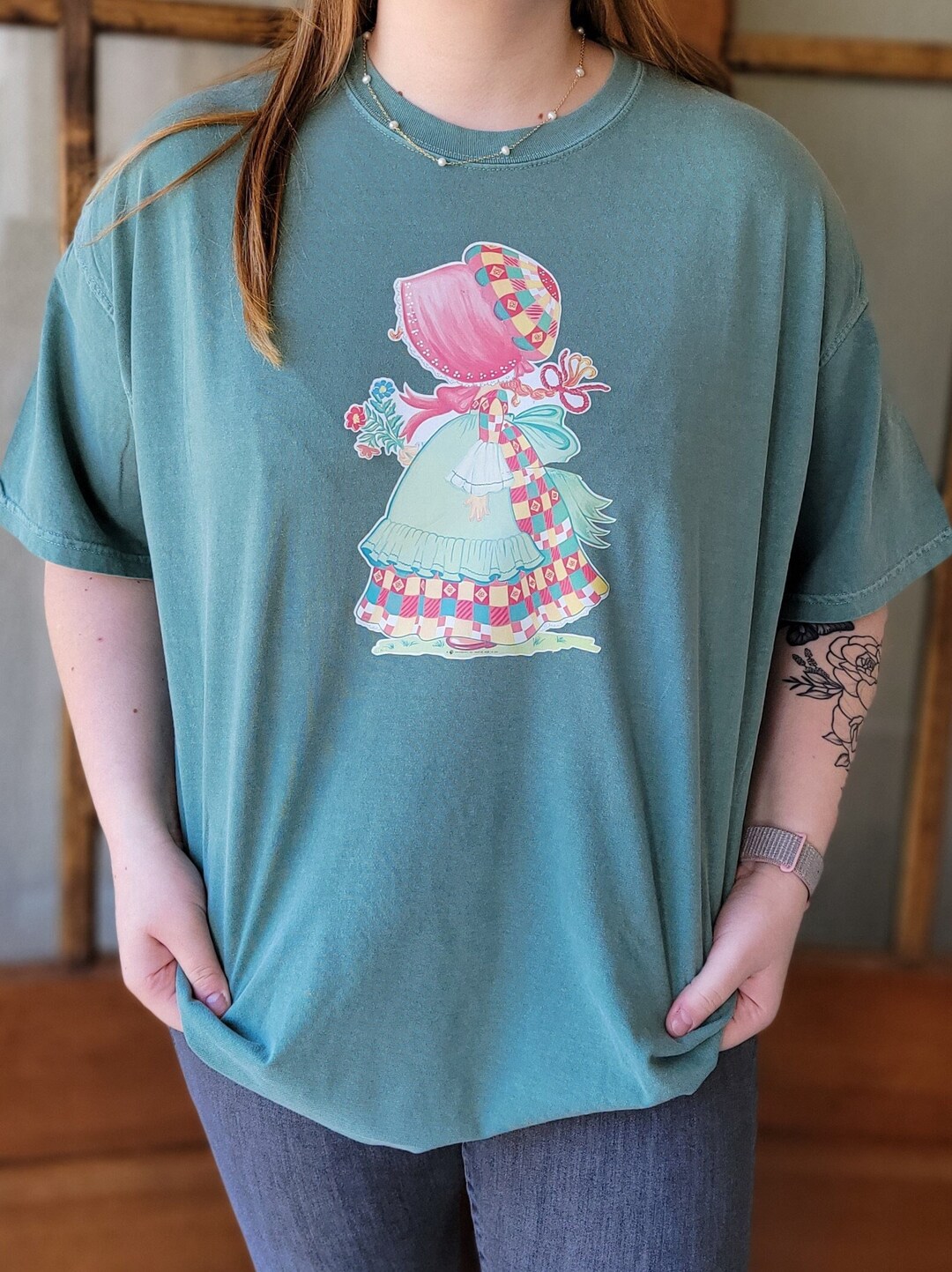 Vintage Holly Hobbie Iron on T-shirt, 1975 Roach, Light Green Comfort ...