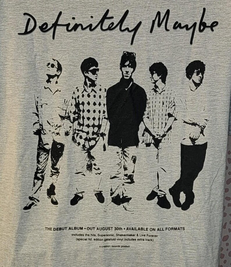 Oasis Definitely Maybe Band Tee With Back Print, Men's Size, High ...