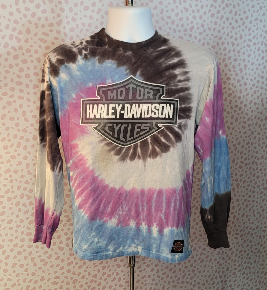 Vintage 1983 Harley Davidson Long Sleeve Tie Dye Shirt, Bartels' HD of ...