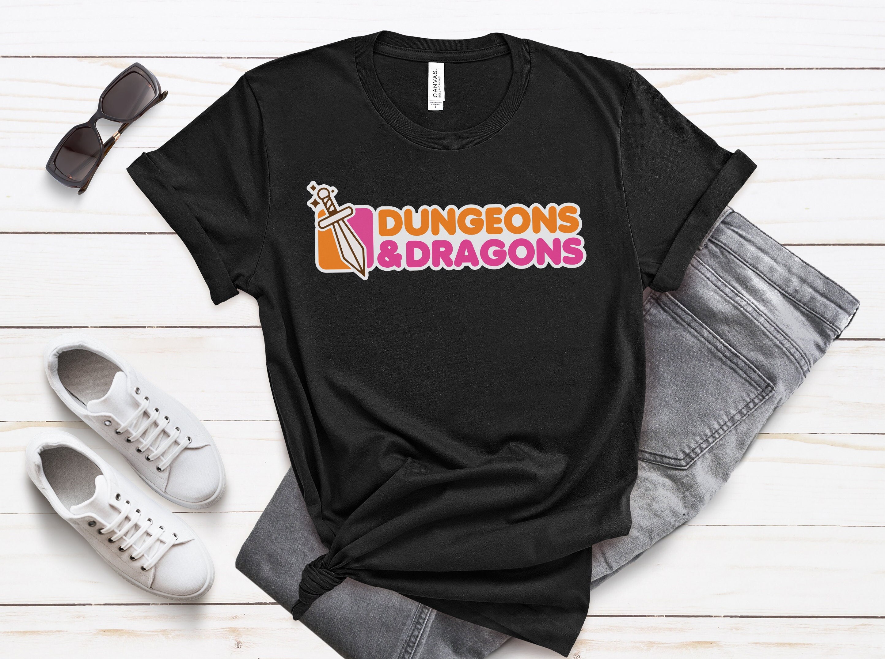 Dungeons & Dragons Dunkin Donuts Parody T-shirt Tee for RPG Games ...
