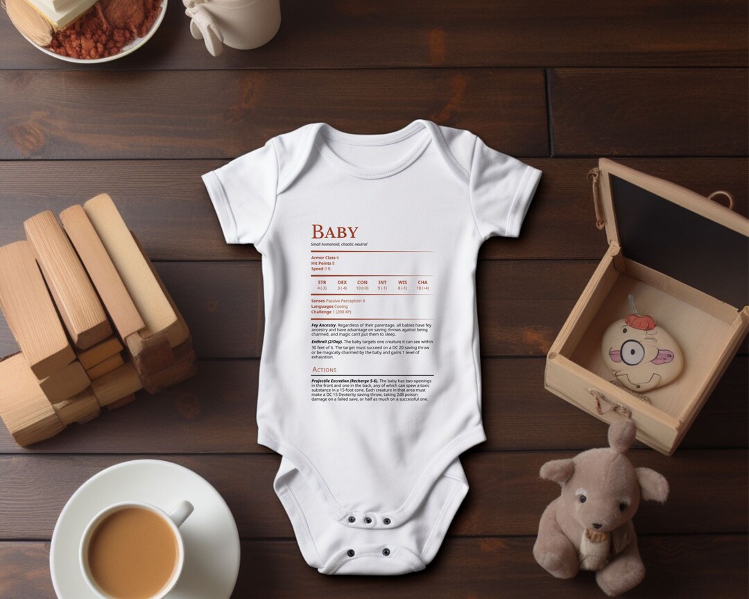 DND Cute Monster Stat Block Onesie Baby Bodysuit for New Parents ...