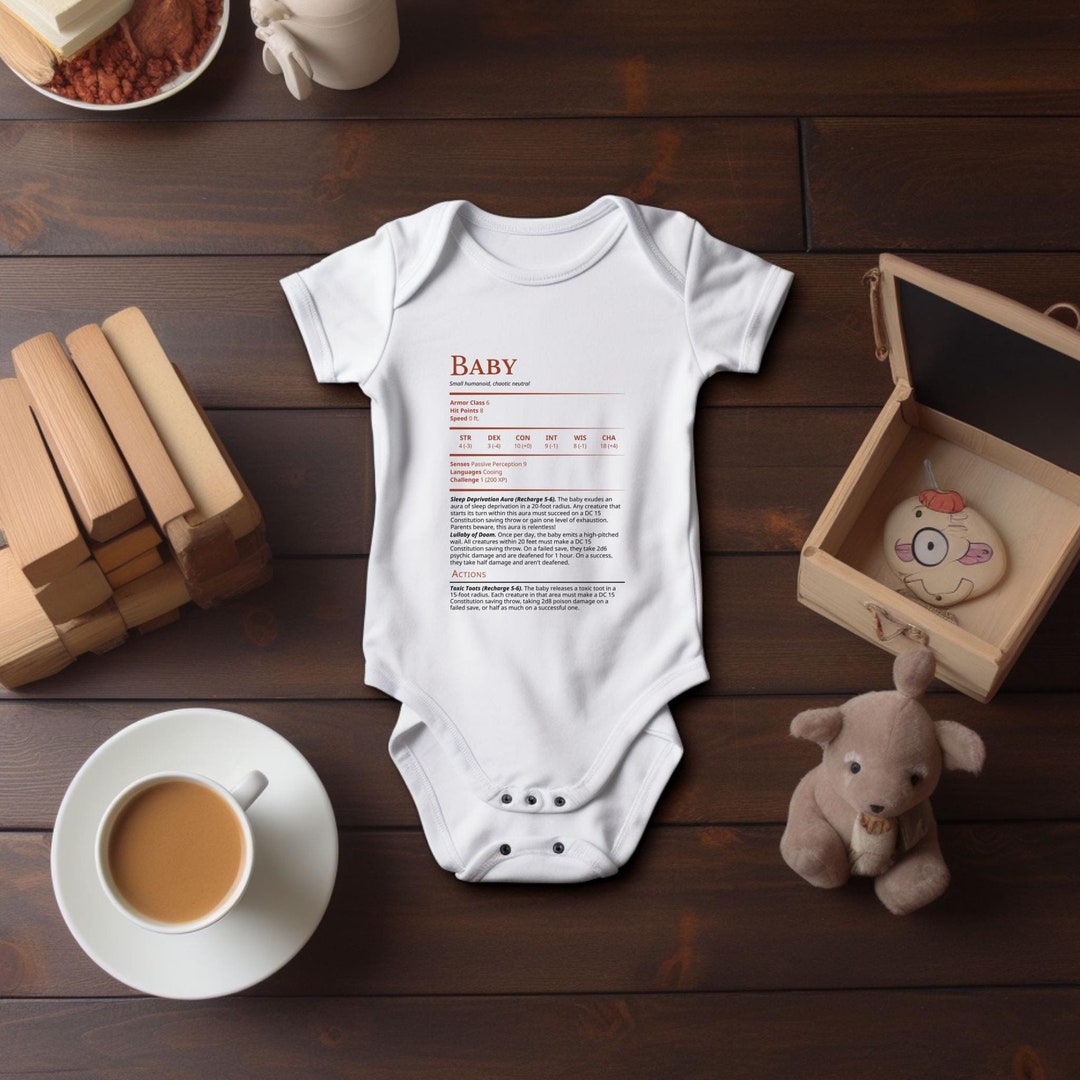 Custom Cute Monster Stat Block Baby Bodysuit for New Parents - Tabletop ...
