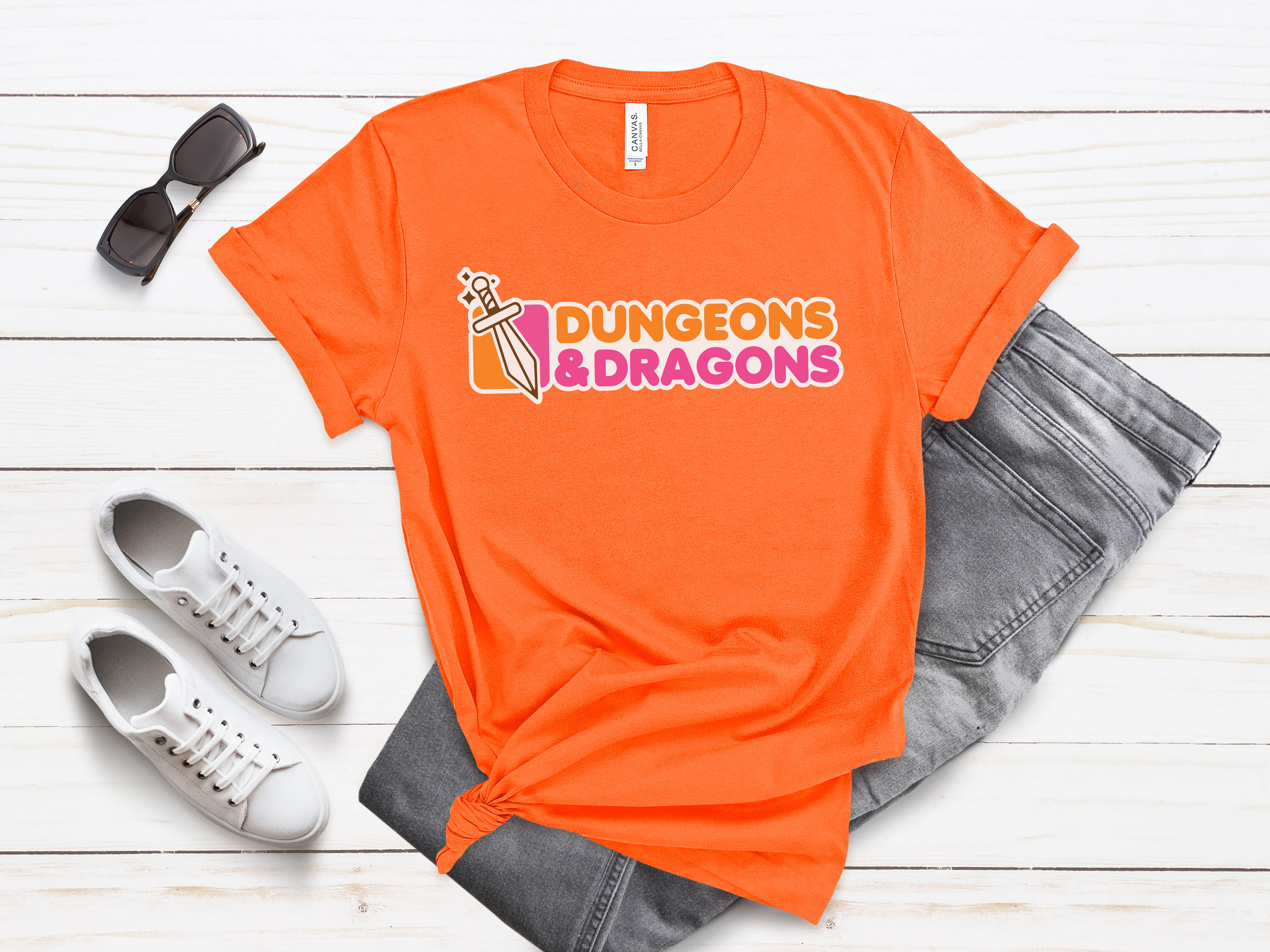 Dungeons & Dragons Dunkin Donuts Parody T-shirt Tee for RPG Games ...