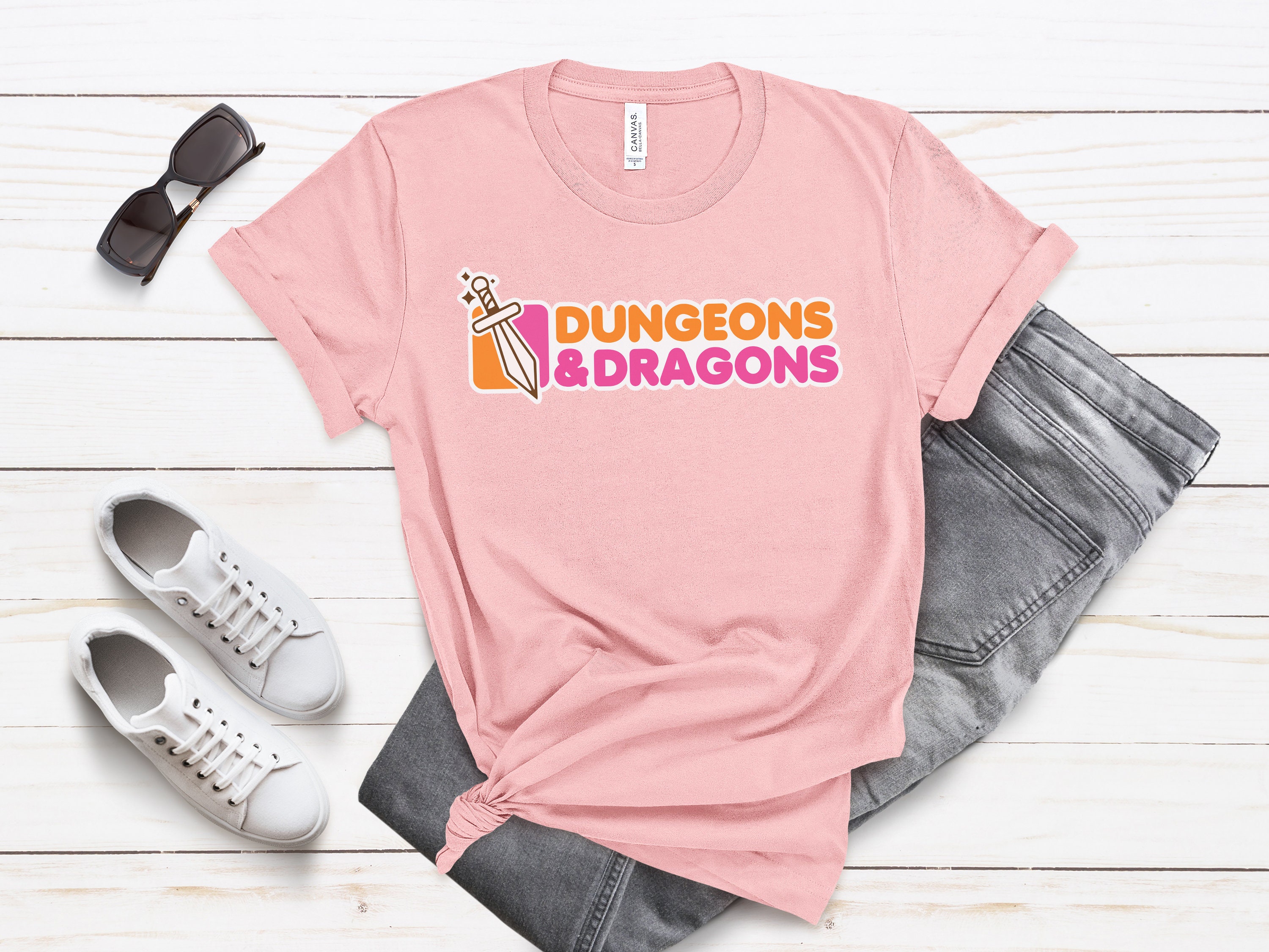 Dungeons & Dragons Dunkin Donuts Parody T-shirt Tee for RPG Games ...