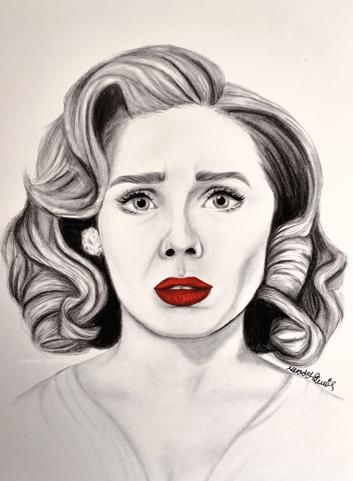 Original Wanda WandaVision Mixed Media Portrait On High - Etsy.de