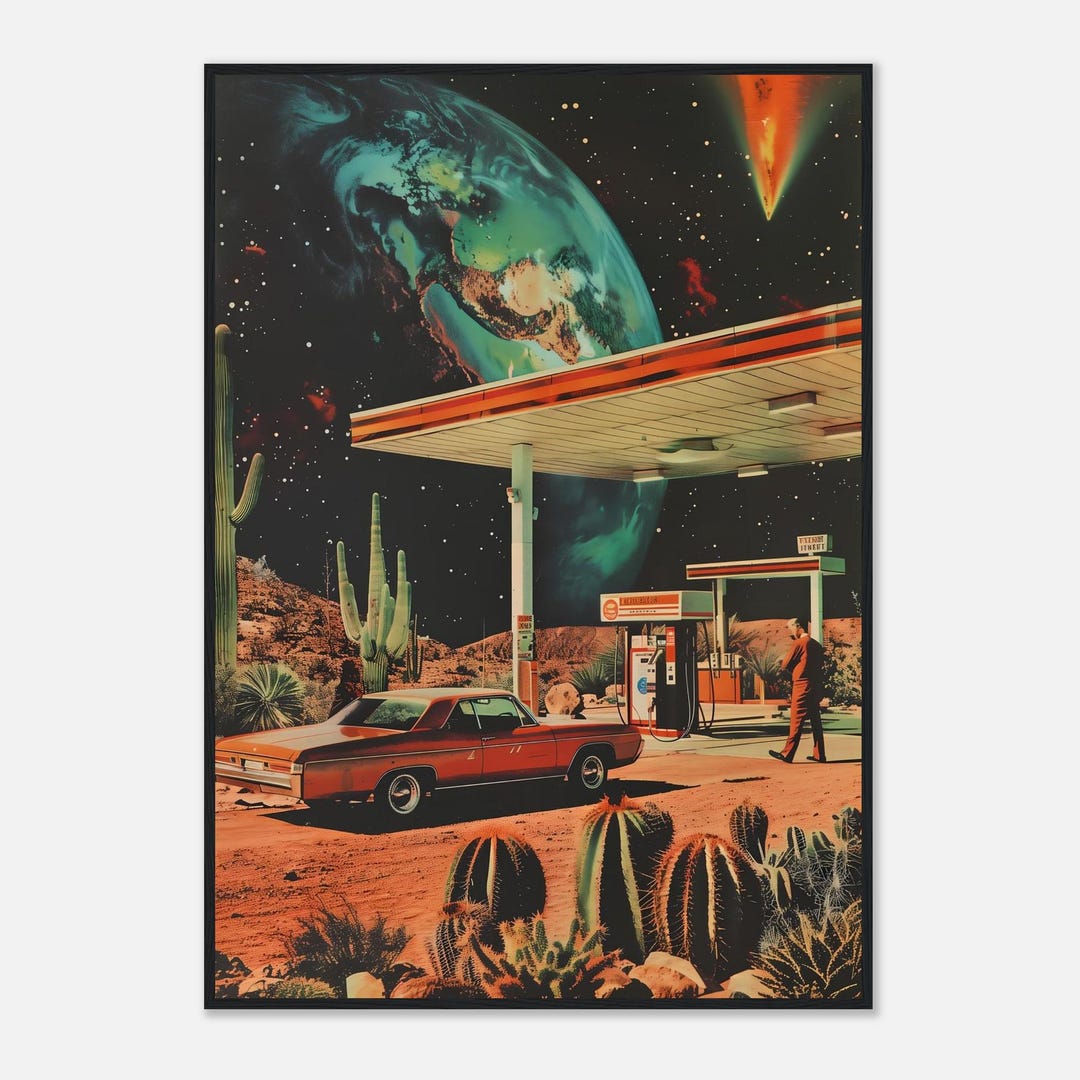 The Cosmic Pitstop (cosmic Poster, Space Decor, Retro Collage, Surreal ...
