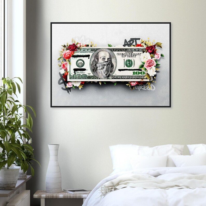 Floral Bandit Bill (trippy Money Poster, Graffiti Collage Decor ...