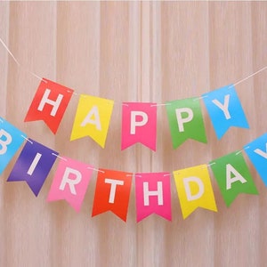 Happy Birthday Bunting Banner Party Decoration Garland Pastel Hanging ...